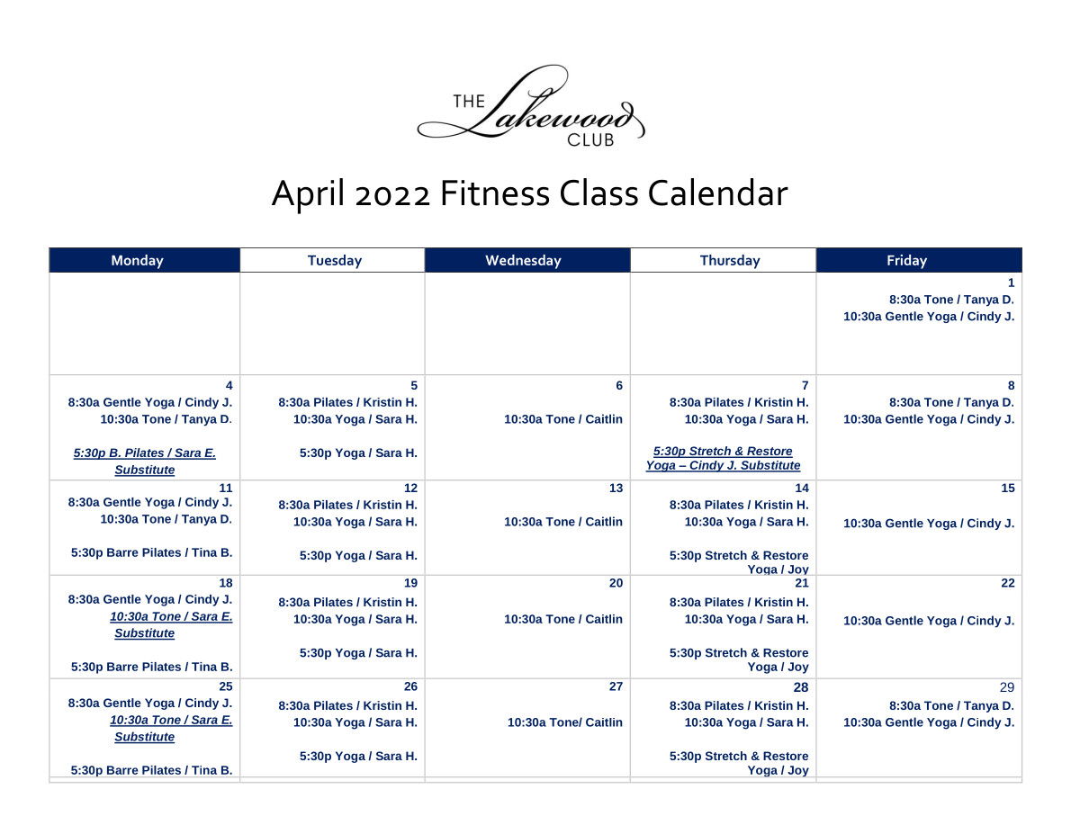 Fitness Calendar